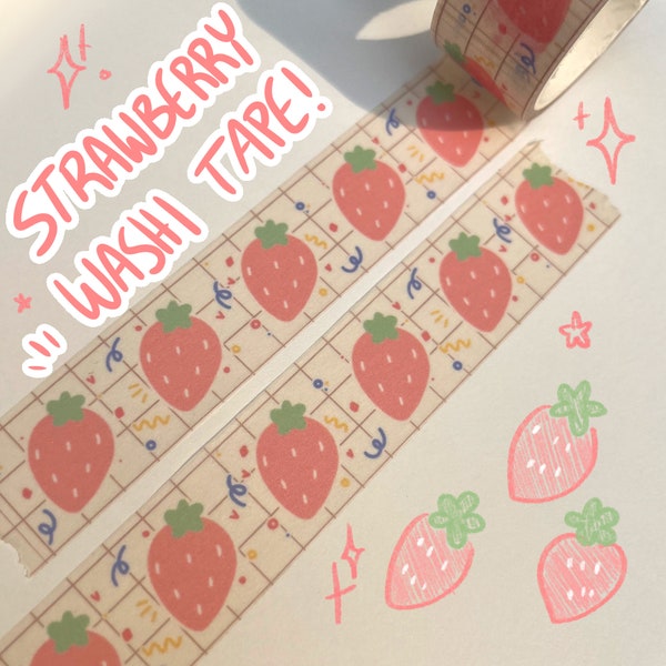 Strawberry Washi Tape - Etsy