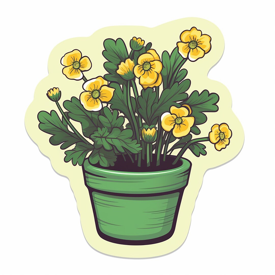 Buttercup Potted Plant Sticker for Water Bottles, Laptops & More ...