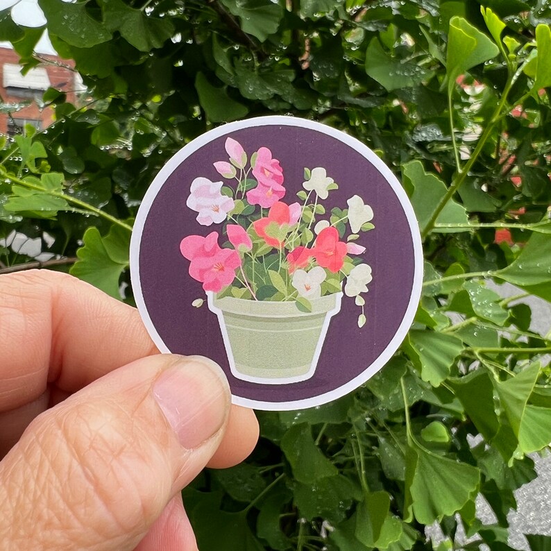 Sweet Pea Potted Plant Sticker for Water Bottles, Laptops & More ...