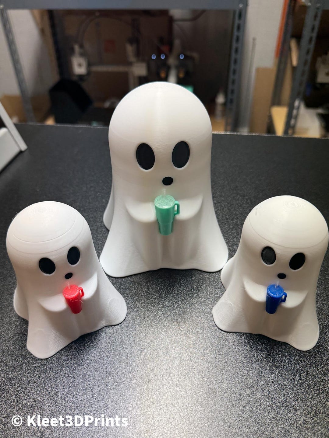 Cute Ghost Figurine Holding Mini Stanley Tumbler - Adorable Ghost ...