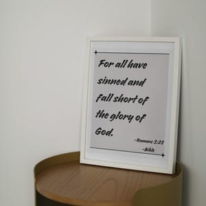 Romans 3:23, Bible Verse, Modern Bible, Bible Wall Art, Christian Wall ...