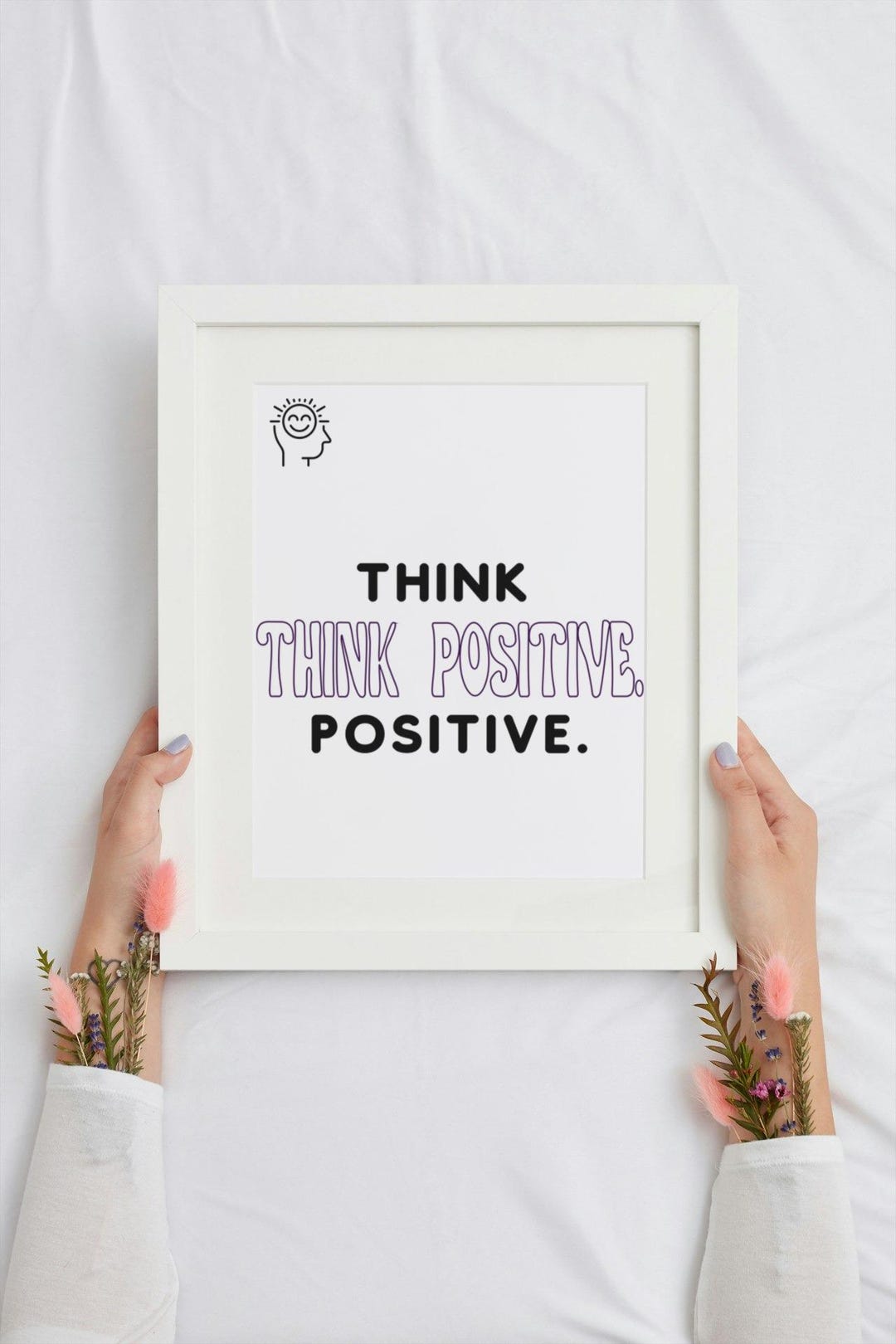 Think Positive Print, Printable Wall Art, Motivational Poster, Office ...