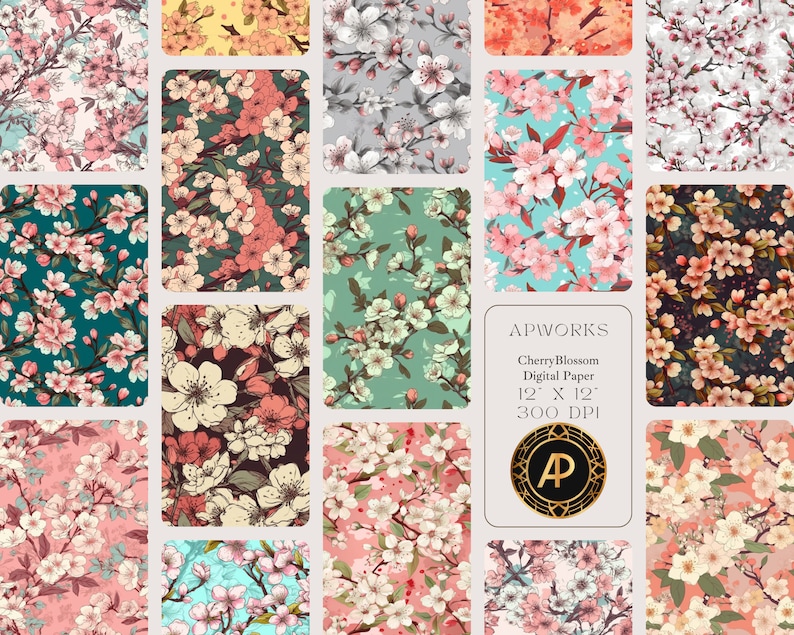 Cherry Blossom Digital Paper - Etsy
