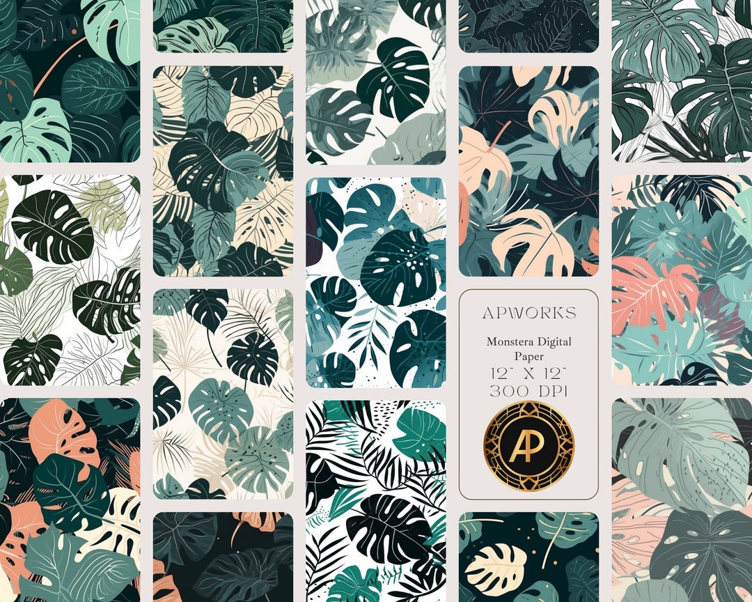 Monstera Digital Paper - Etsy