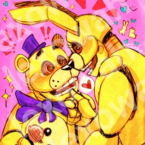 Spring Bonnie X Fredbear FNAF Mini Art Print - Etsy