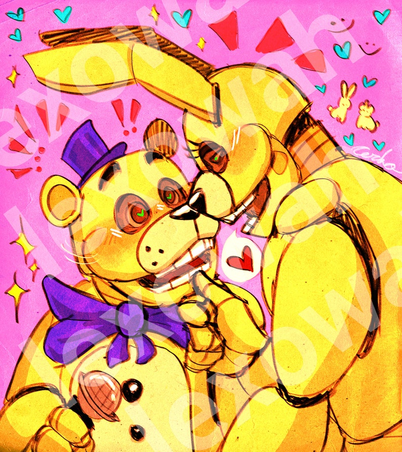 Spring Bonnie X Fredbear FNAF Mini Art Print - Etsy