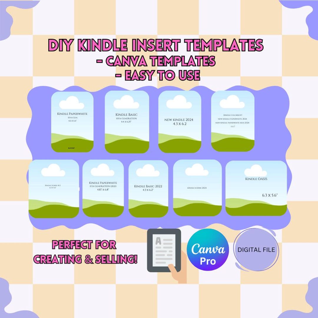 Kindle Insert Templates, Kindle Clear Case Insert Templates, Canva ...