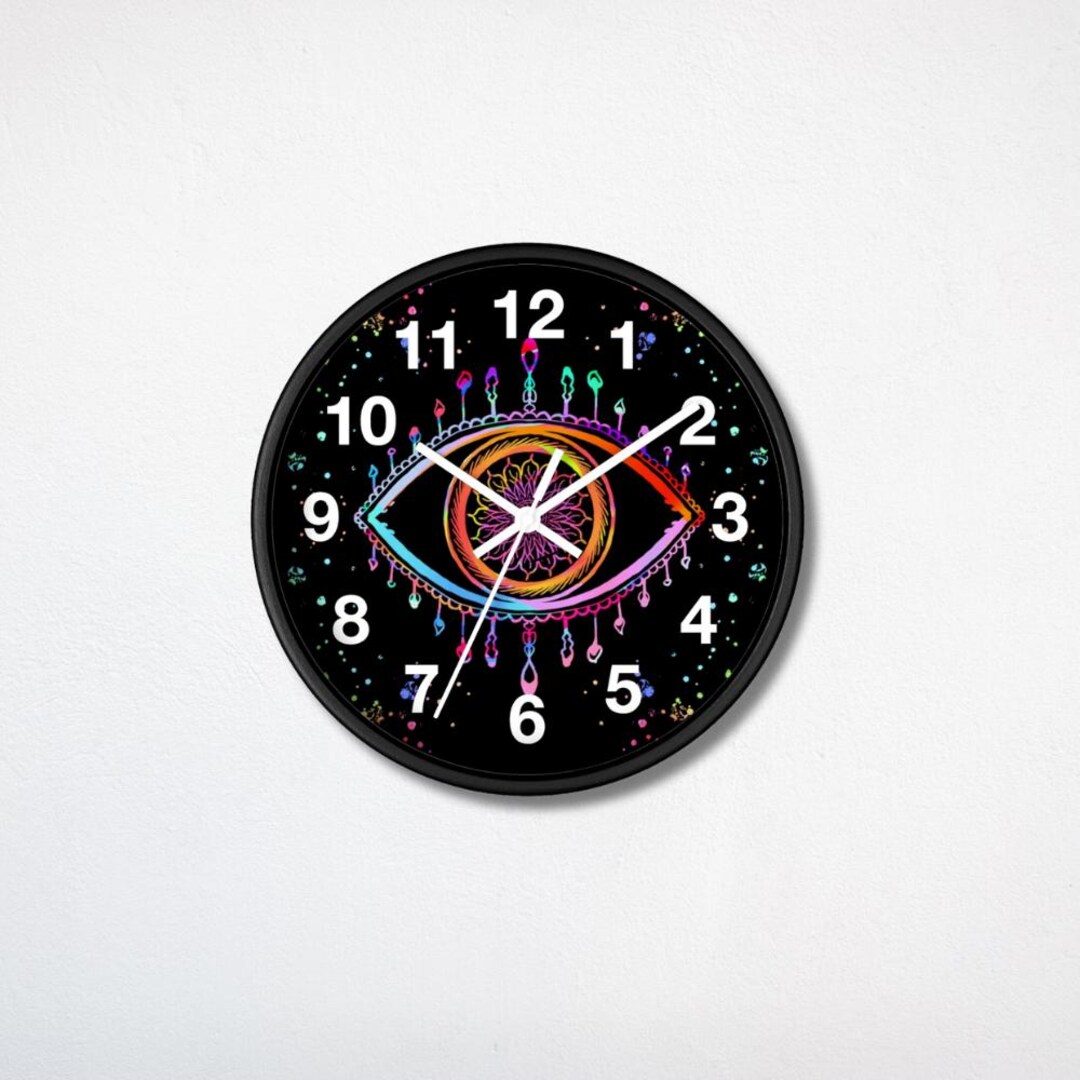 Rainbow Evil Eye Wall Clock, No Bad Vibes Home Decor, Protective Symbol ...