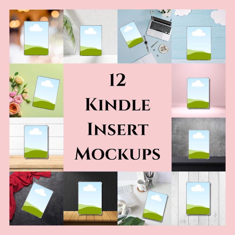 12 Kindle Insert Canva Mockups, Instant Download Kindle Mockups, Kindle ...