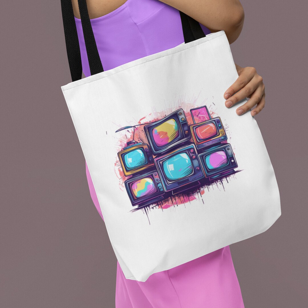 Vintage TV Tote Bag, Retro Television Tote Bag Nostalgia Tote Bag, Old ...