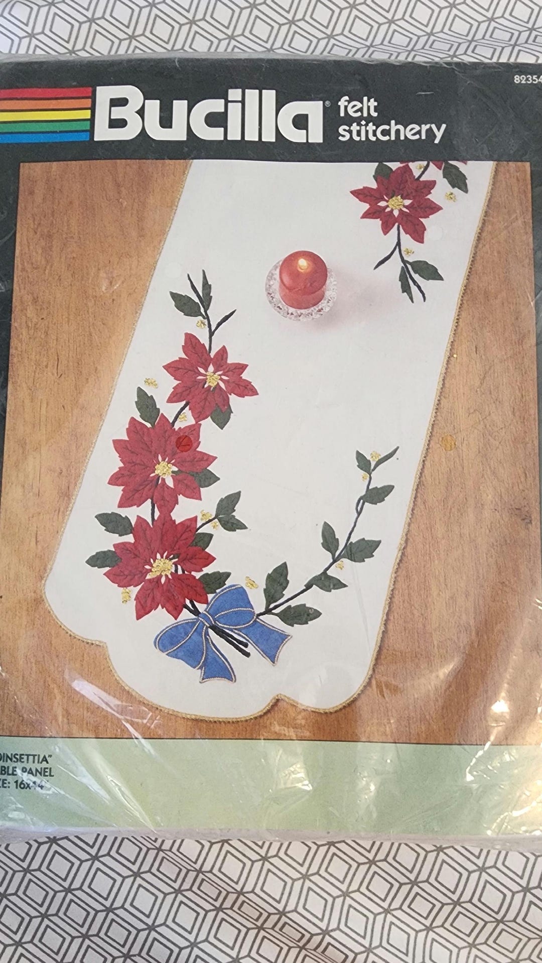 Bucilla Felt Kit Table Runner Poinsettia Table Panel 82354 OPEN PACKAGE ...