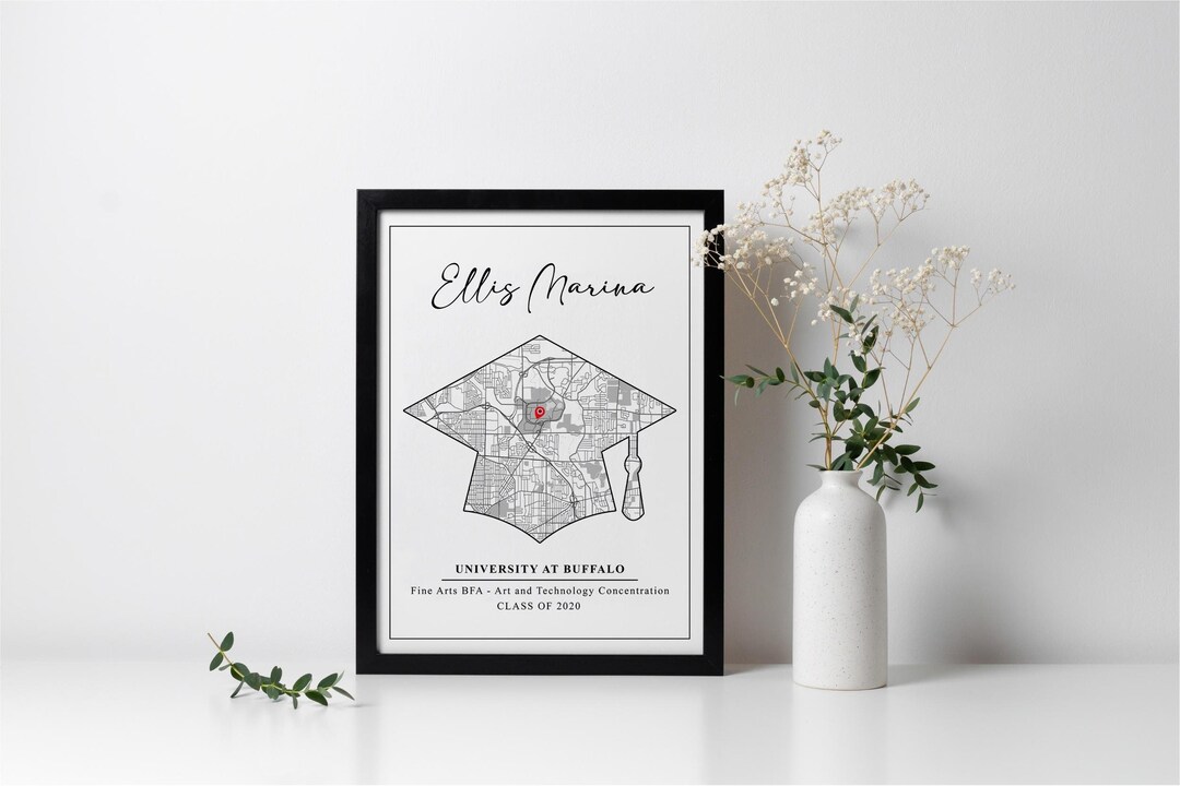 Custom Graduation Gift, Personalized Graduation Map for Her, University ...
