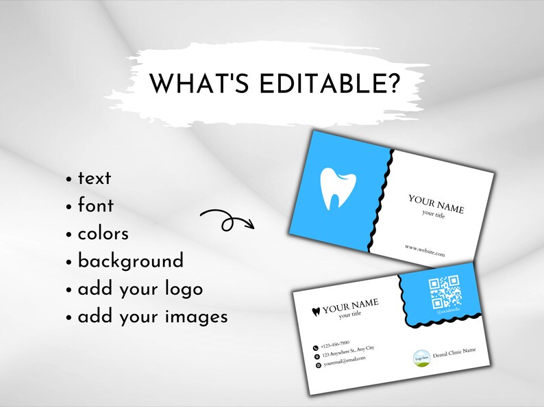 Dental Business Card Design QR Code Editable and Printable Canva ...