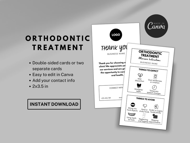 Editable and Printable Aftercare Cards Dental Treatment Care ...