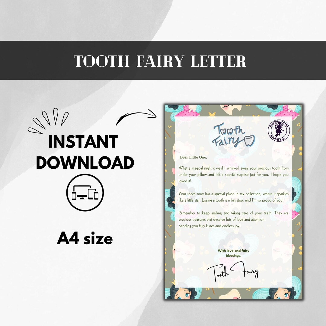 Tooth Fairy Letter for Kids First Tooth Lost Printable Instant - Etsy UK