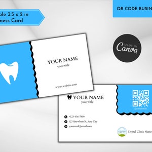 Dental Business Card Design QR Code Editable and Printable Canva ...
