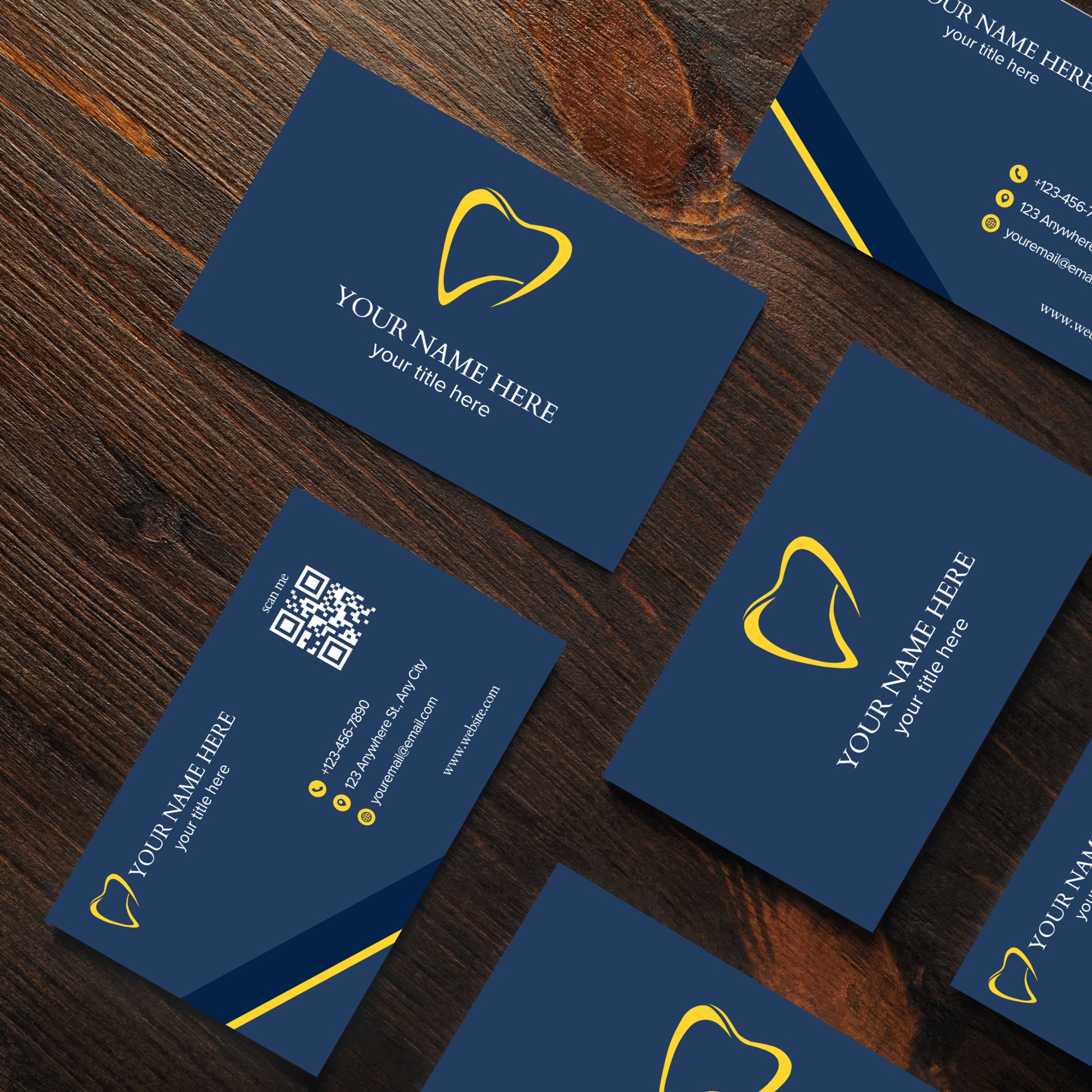 Editable and Printable Blue Dental Business Card Template, QR Code ...