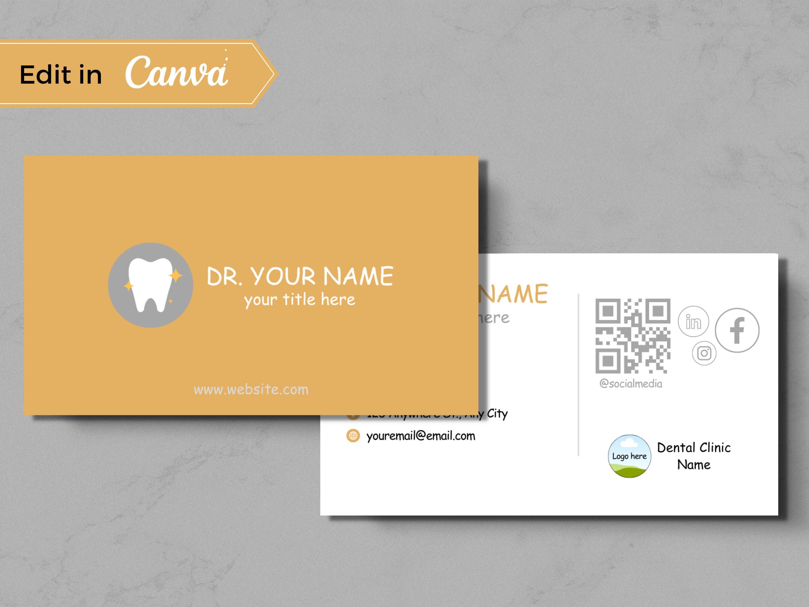 QR Code Dental Business Card, Business Card for Dentists, Instant ...
