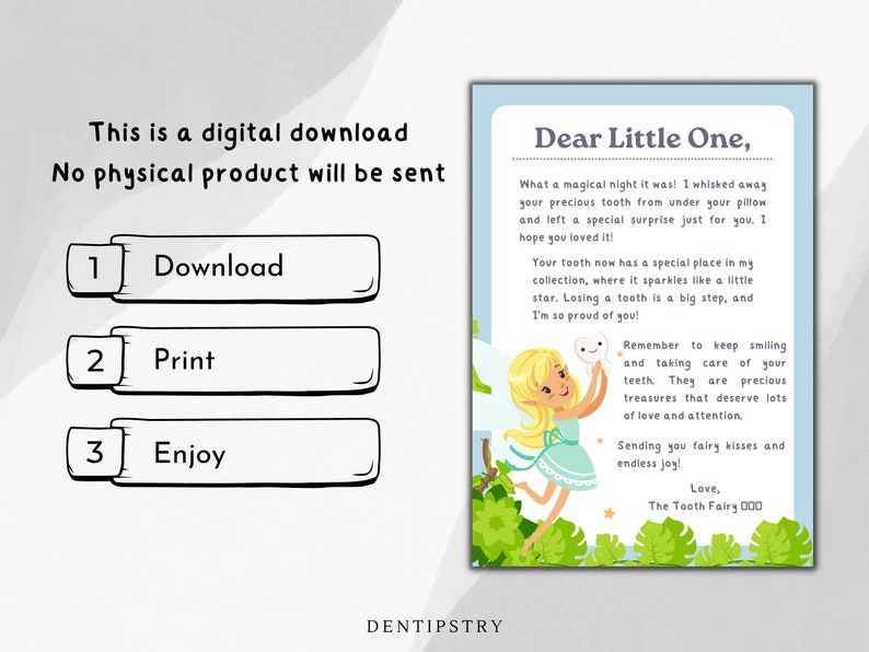 Printable Template Tooth Fairy Letter for Kids First Tooth Lost ...