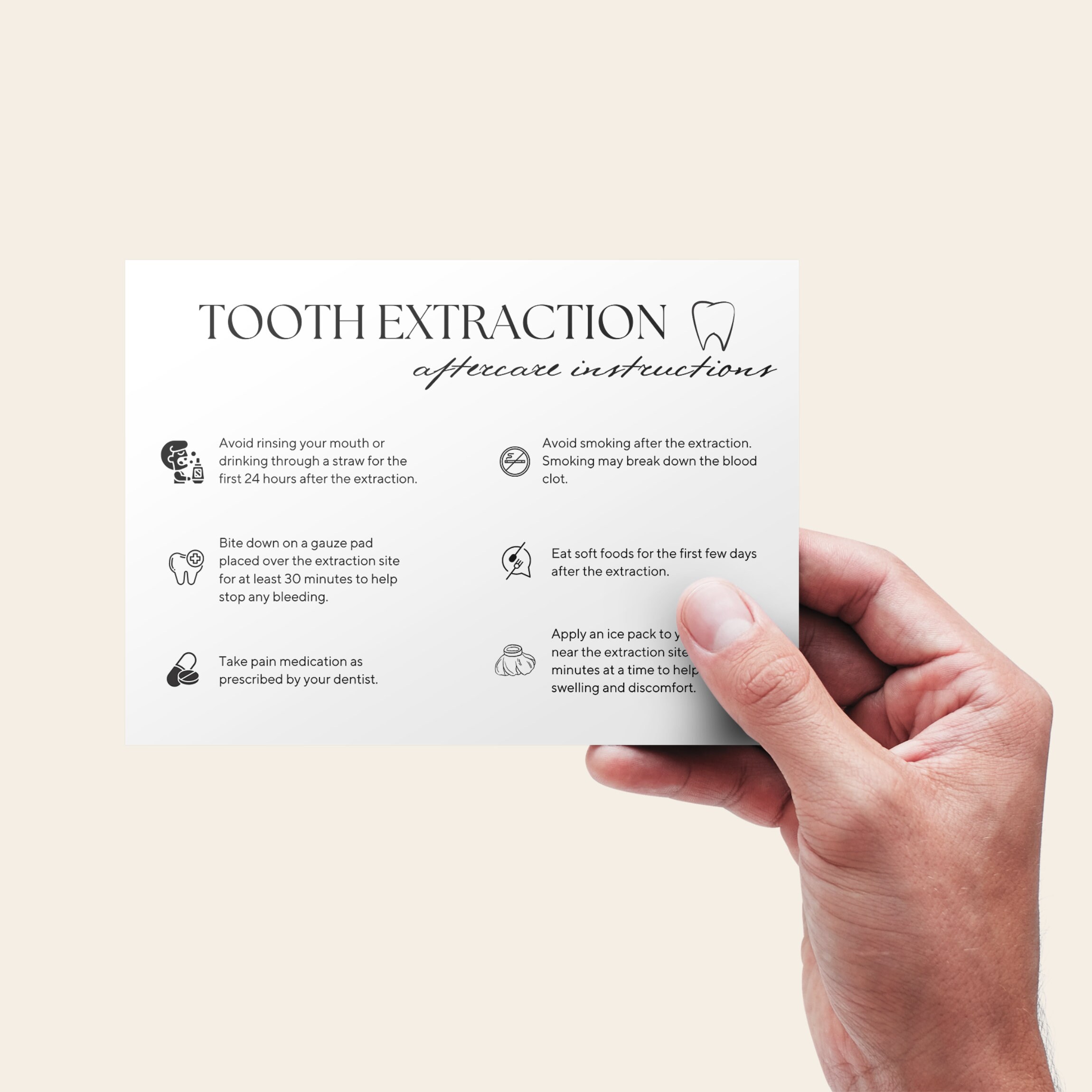 Editable Dental Aftercare Instructions Aftercare Card Canva Template ...