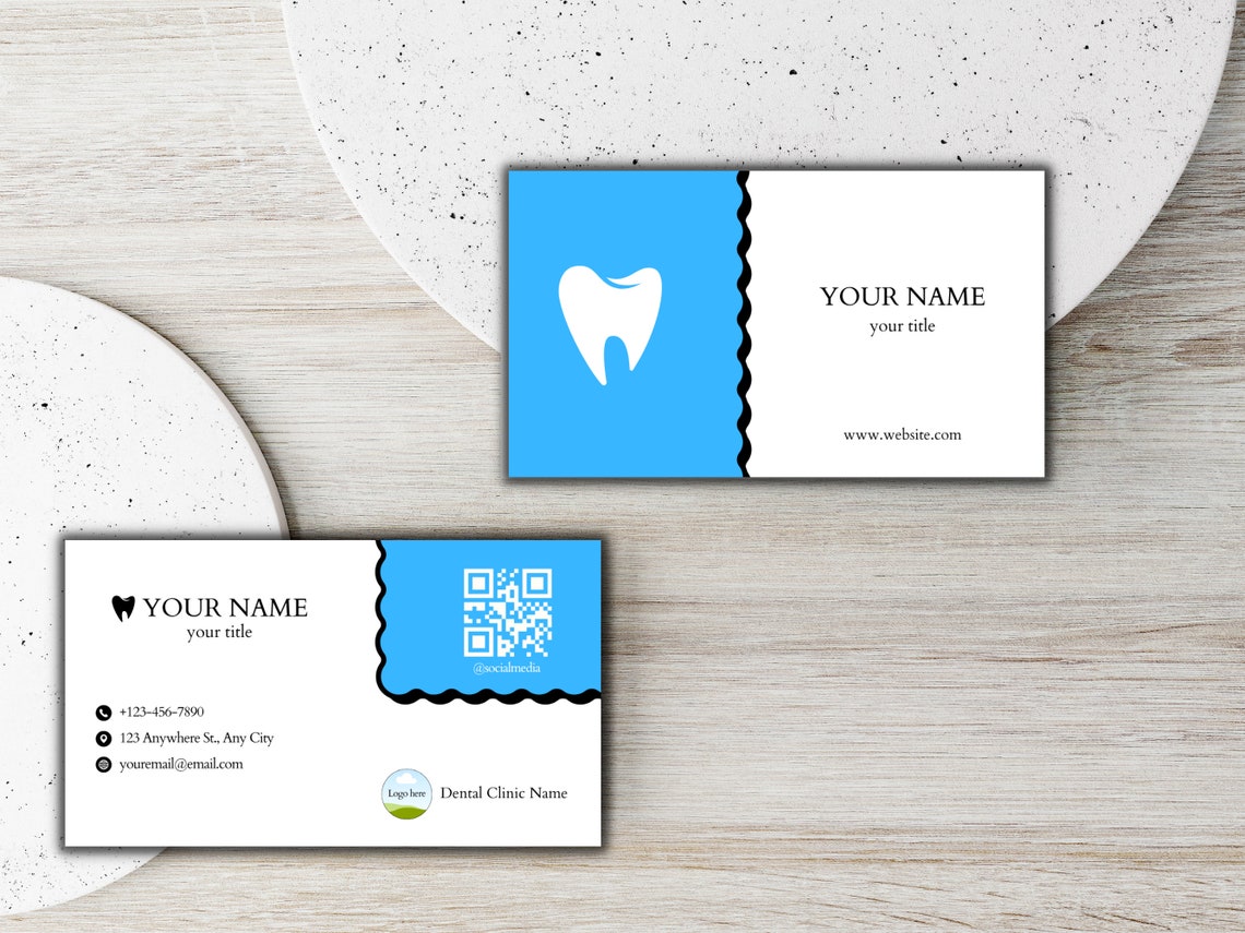 Dental Business Card Design QR Code Editable and Printable Canva ...