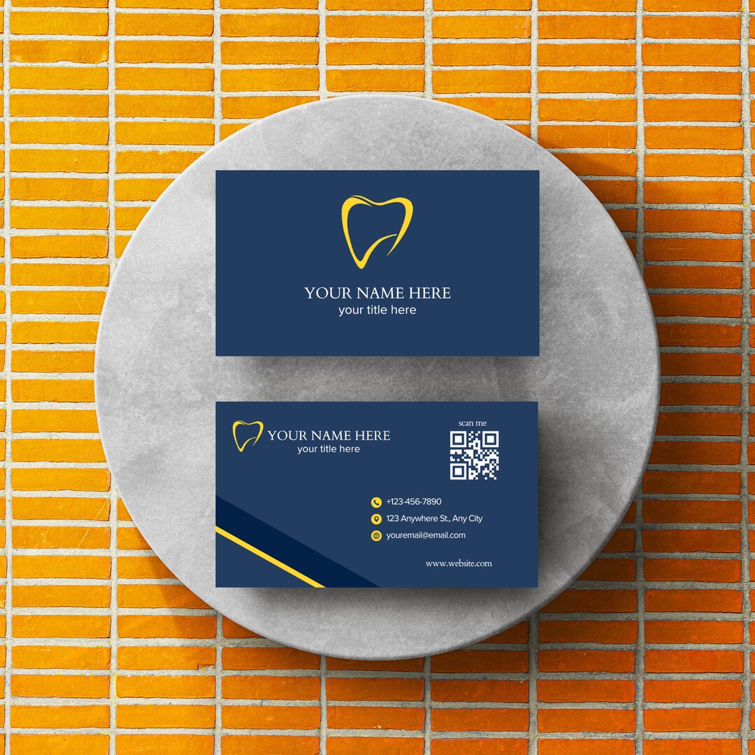 Editable and Printable Blue Dental Business Card Template, QR Code ...