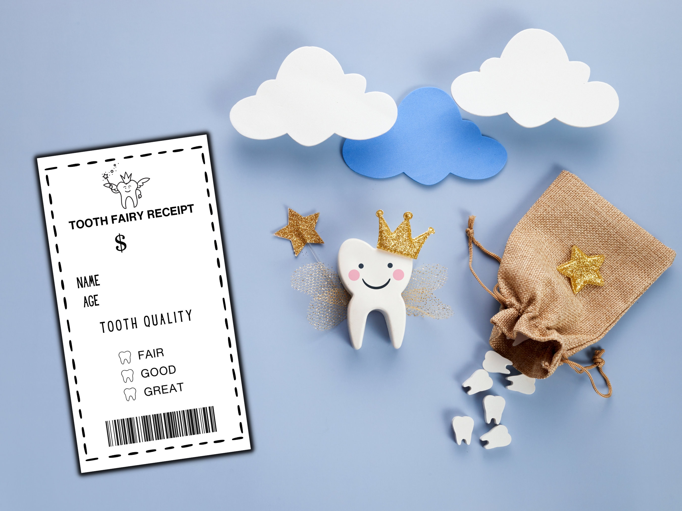 Tooth Fairy Receipt for Kids Printable Template Black and - Etsy