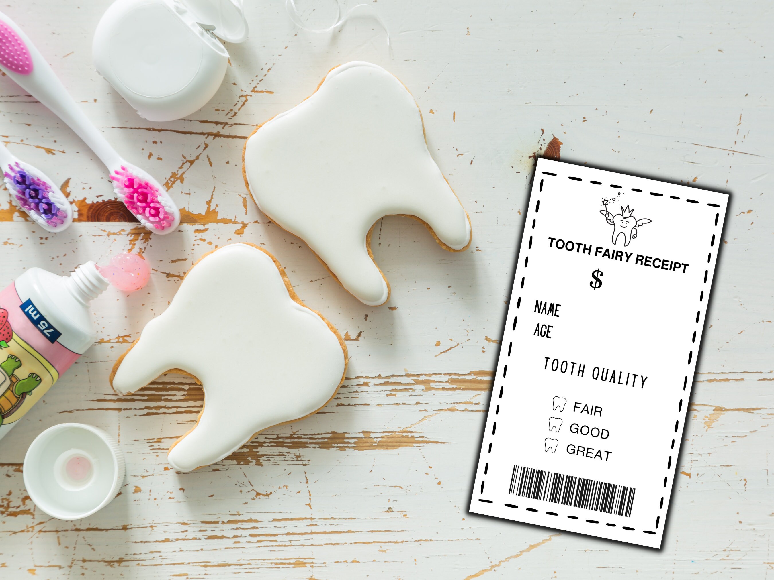 Tooth Fairy Receipt for Kids Printable Template Black and - Etsy