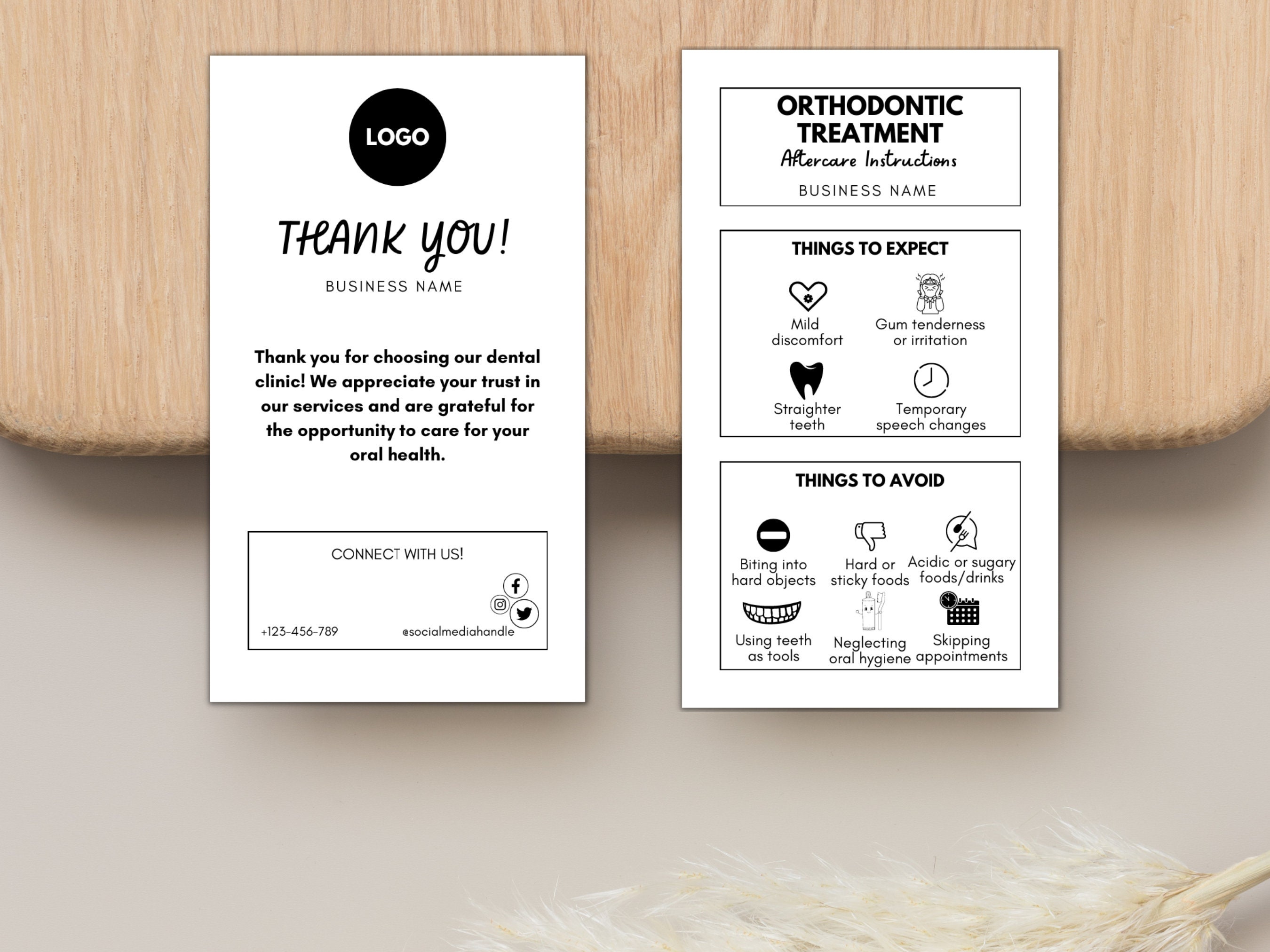 Editable and Printable Aftercare Cards Dental Treatment Care ...