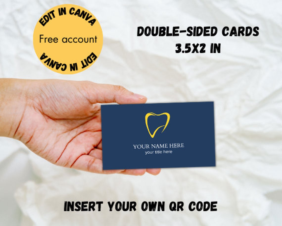 Editable and Printable Blue Dental Business Card Template, QR Code ...