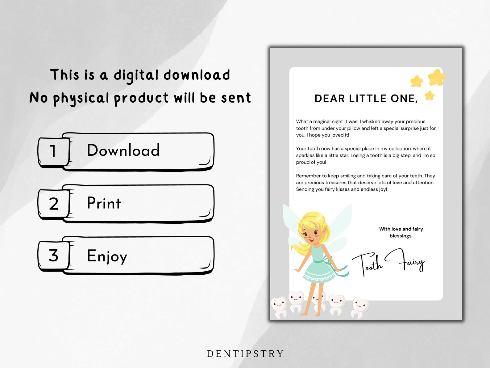 Tooth Fairy Letter First Tooth Certificate for Kids Printable Tooth ...
