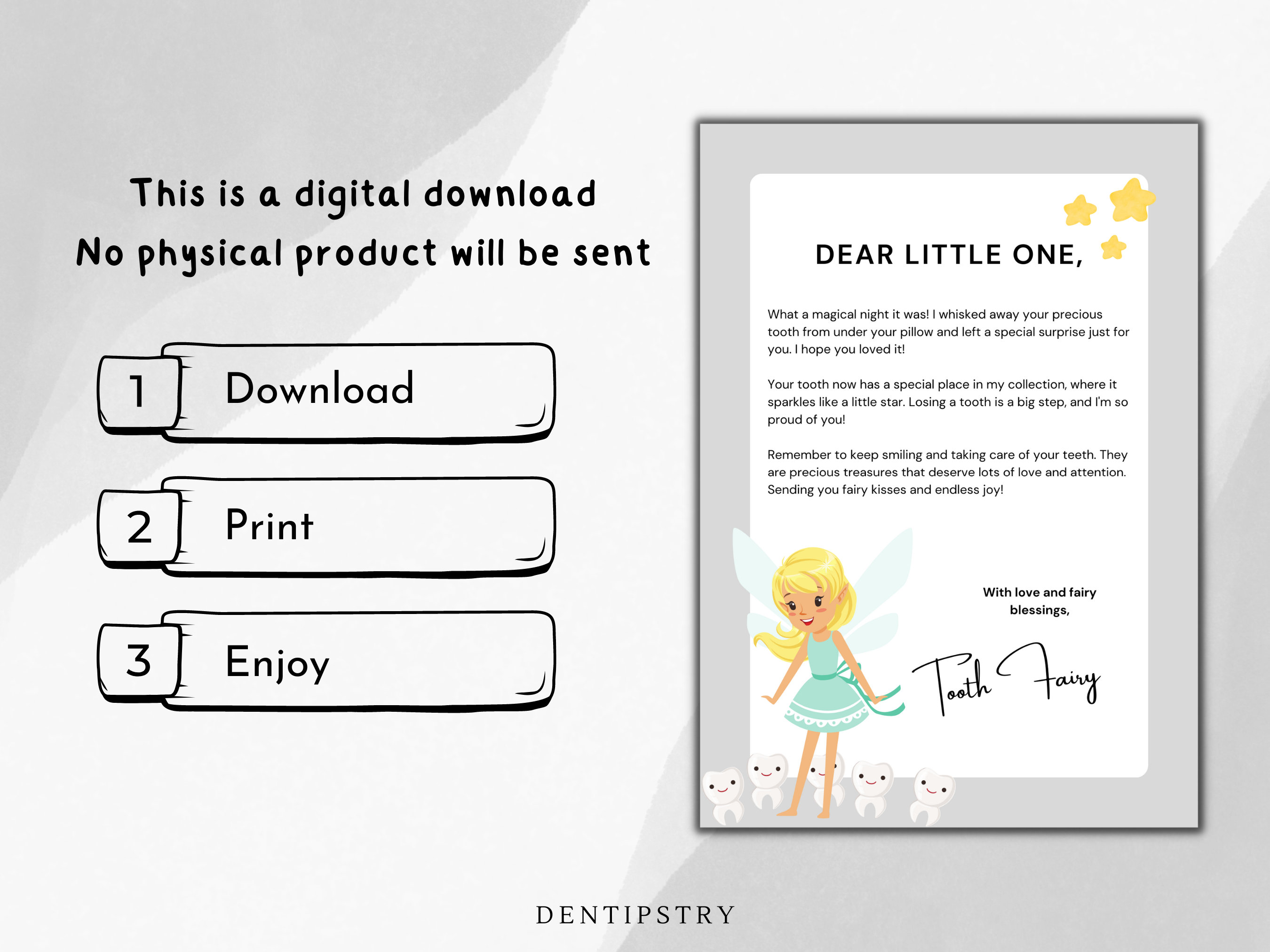 Tooth Fairy Letter First Tooth Certificate for Kids Printable Tooth ...