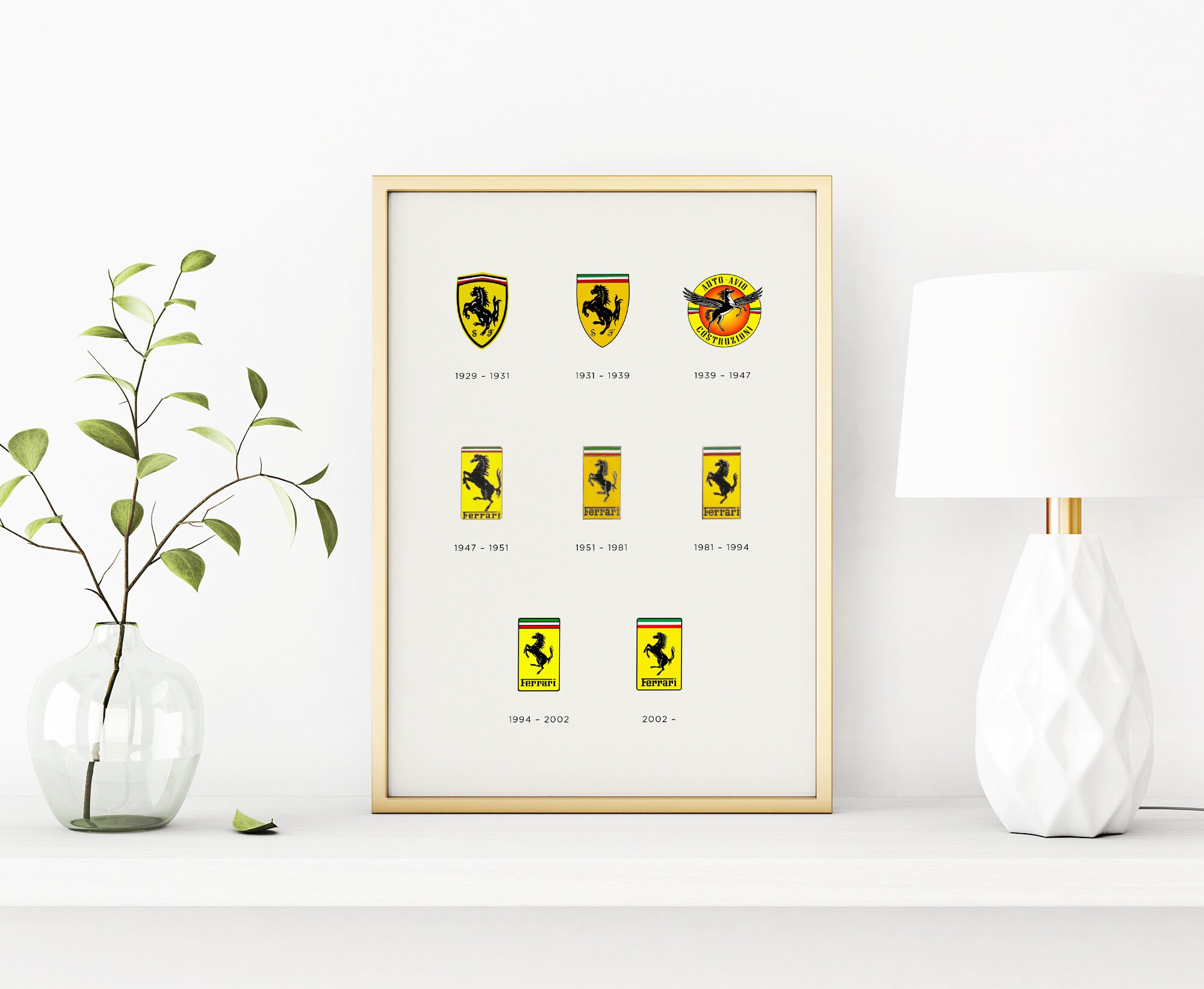Ferrari Logo Evolution Retro Car History Print Vintage - Etsy