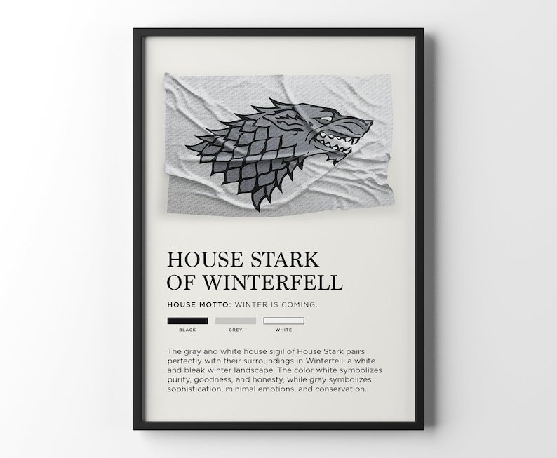 House Stark of Winterfell Flag Poster Game of Thrones Wall - Etsy UK