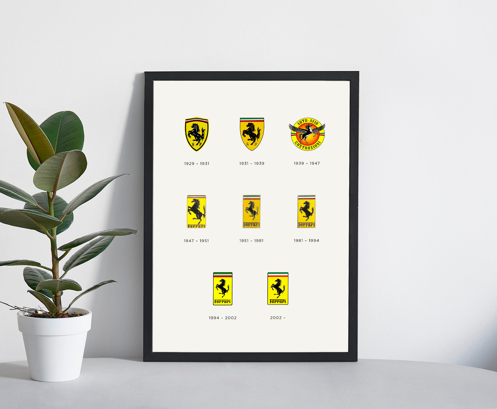 Ferrari Logo Evolution Retro Car History Print Vintage - Etsy