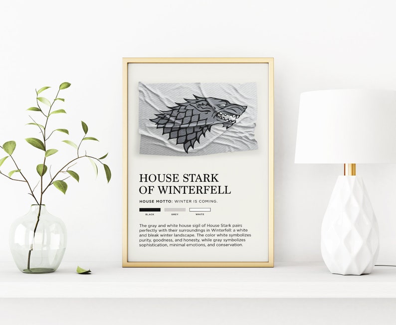 House Stark of Winterfell Flag Poster Game of Thrones Wall - Etsy UK