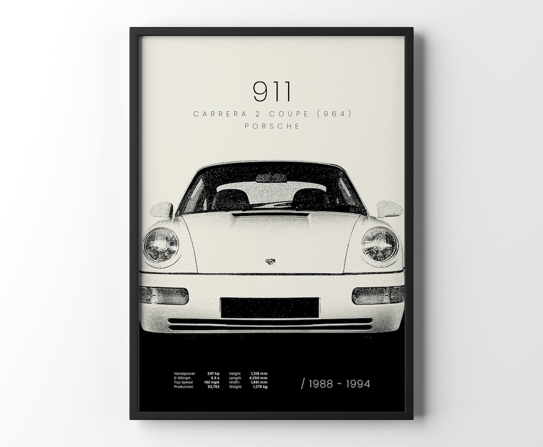 Porsche 911 964 Poster Original Wall Art Print Decor Retro - Etsy