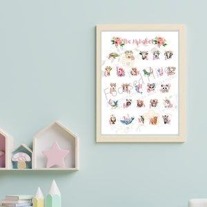 Floral Animal Alphabet Wall Art, Classroom Art, Nursery Art, Baby Art ...