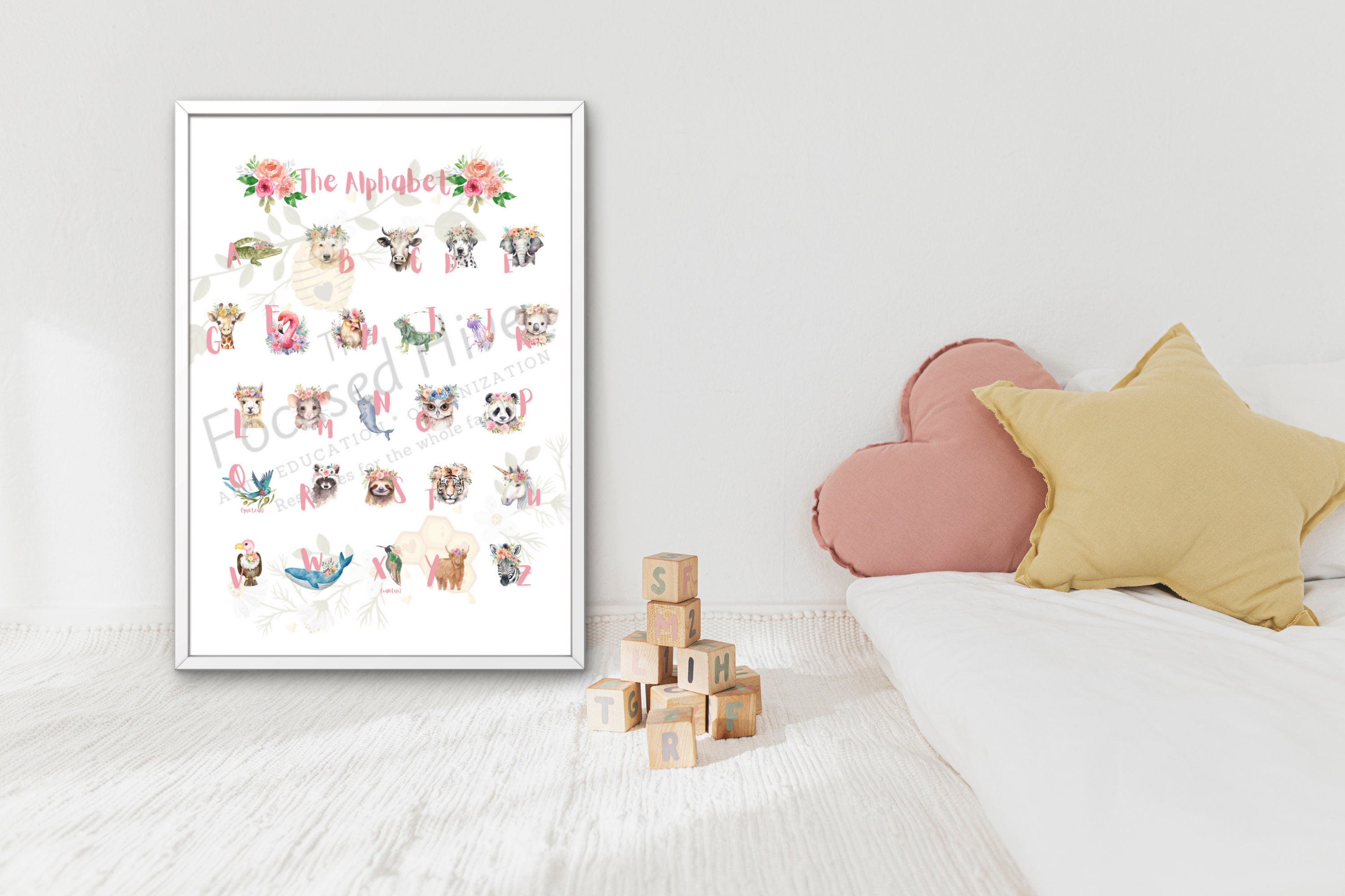 Floral Animal Alphabet Wall Art, Classroom Art, Nursery Art, Baby Art ...