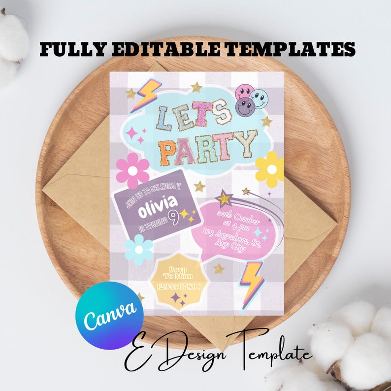 Varsity Patch Birthday Invitation Template: Preppy Girls Party (canva ...