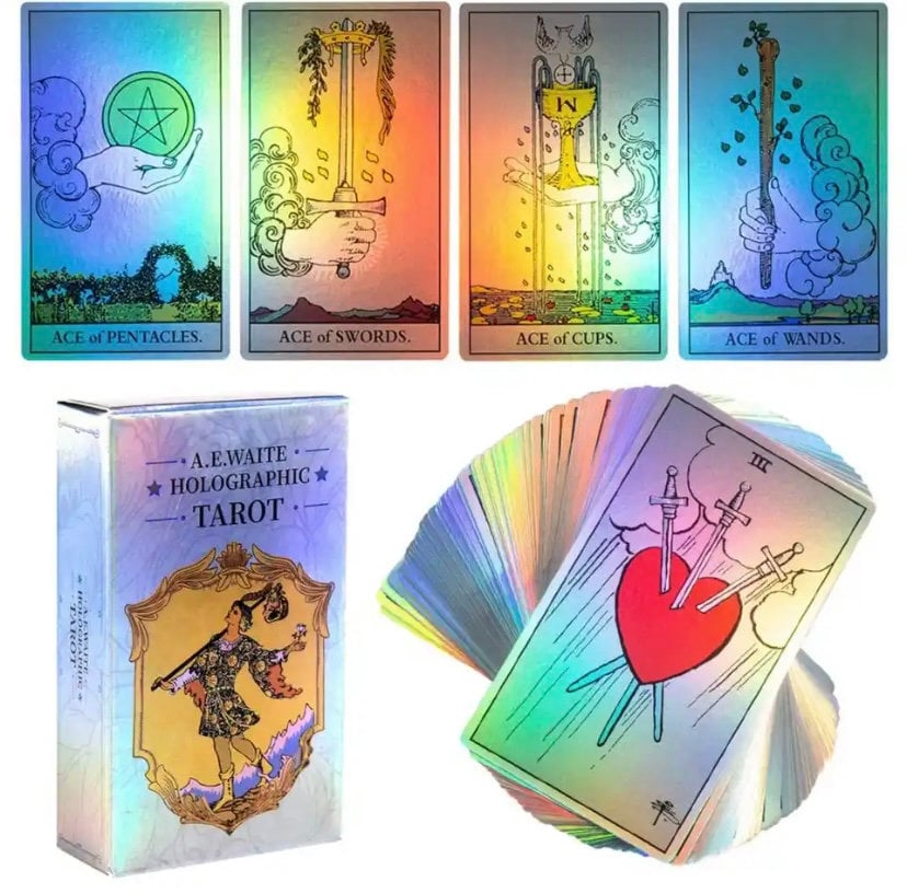 78 Holographic Cards Tarot Deck Set, Future Telling, Divination Tool ...