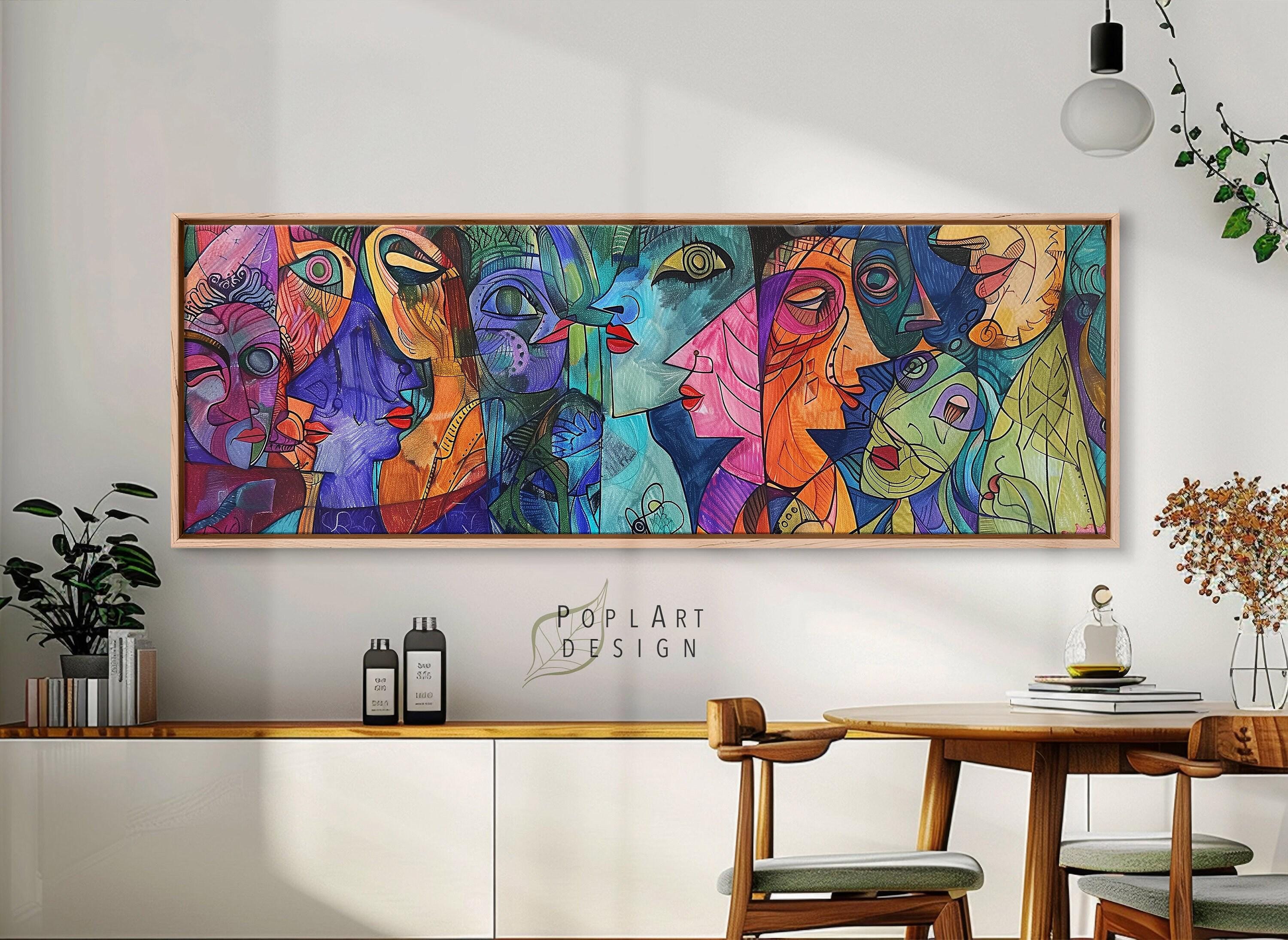 Colorful Abstract People Art: Modern Framed Canvas Print - Etsy