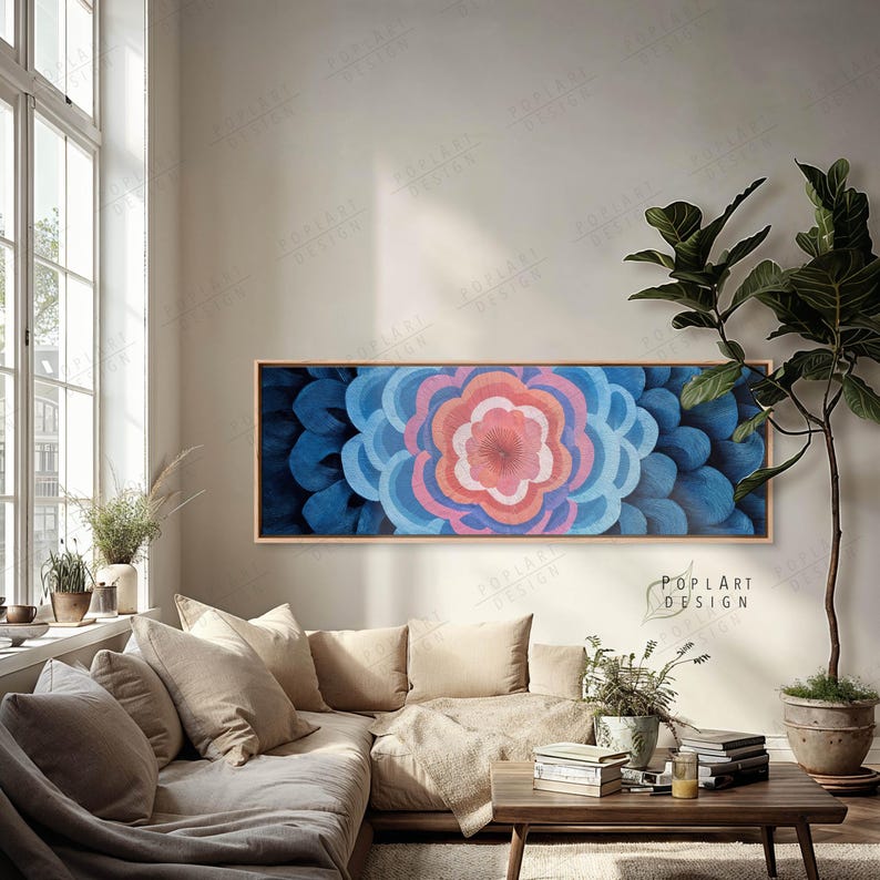 Lotus Flower Zen Wall Art: Long Horizontal Large Framed Canvas - Etsy