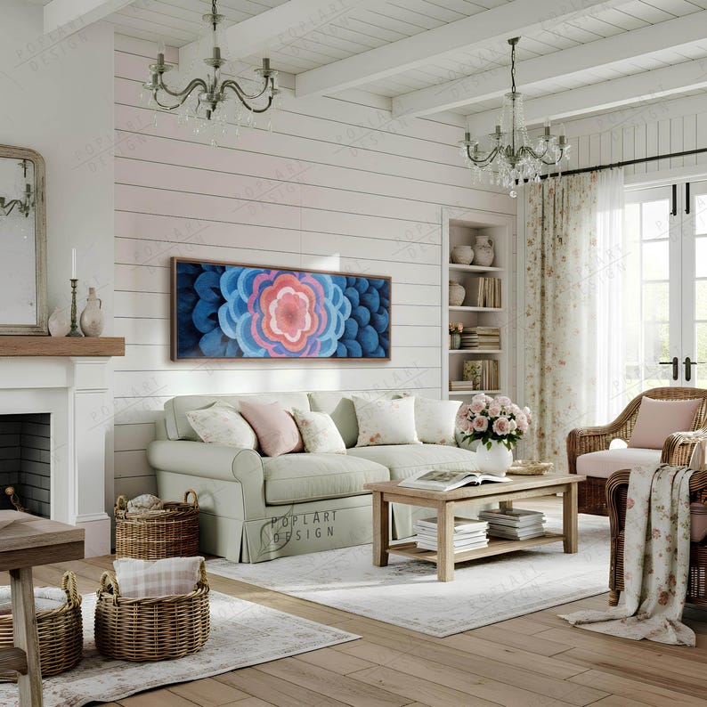 Lotus Flower Zen Wall Art: Long Horizontal Large Framed Canvas - Etsy