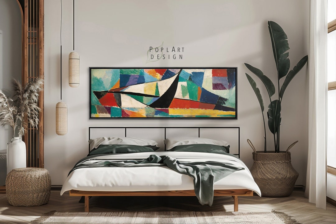 Mid Century Modern Framed Canvas: Abstract Panoramic Wall Art - Etsy UK