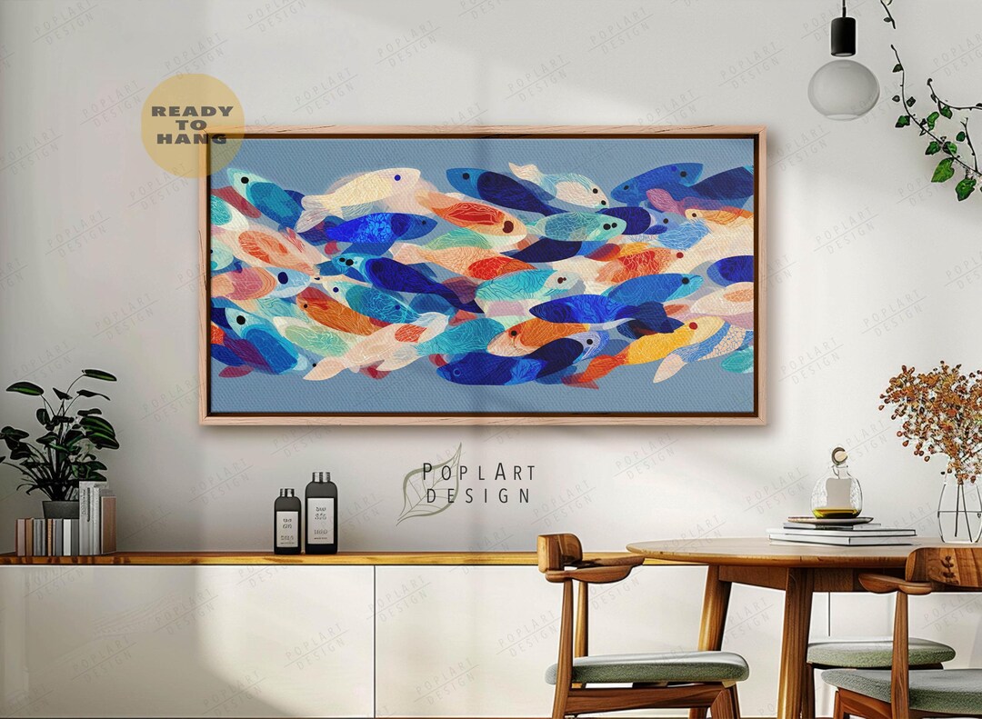 Vibrant Horizontal Fish Wall Art: Ocean Sea Life Large Framed Canvas - Etsy