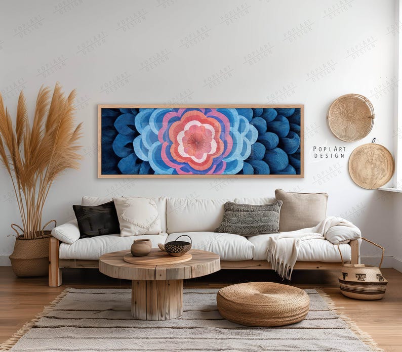 Lotus Flower Zen Wall Art: Long Horizontal Large Framed Canvas - Etsy