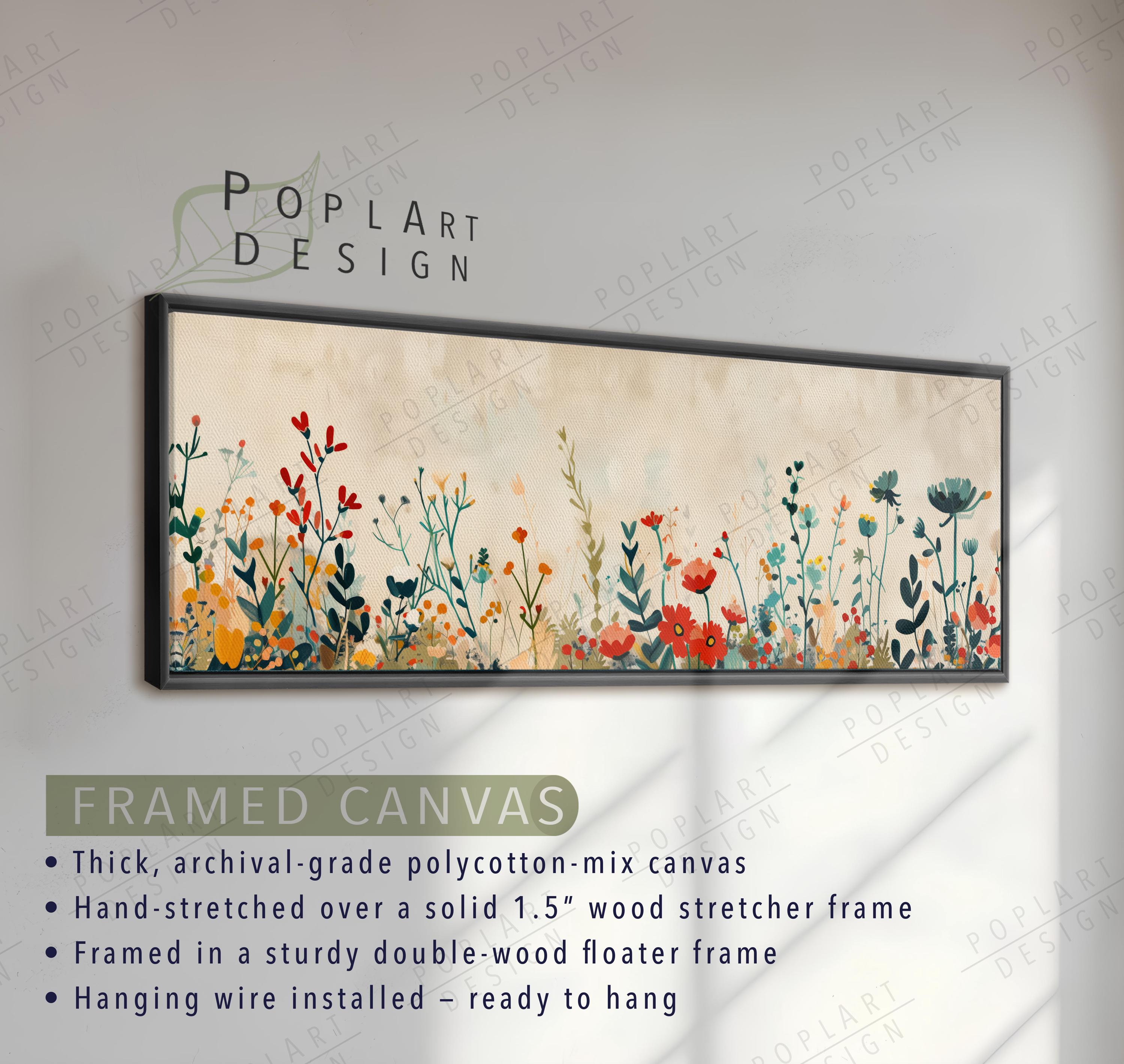 Wildflowers Garden Framed Canvas: Panoramic Floral Landscape Art - Etsy