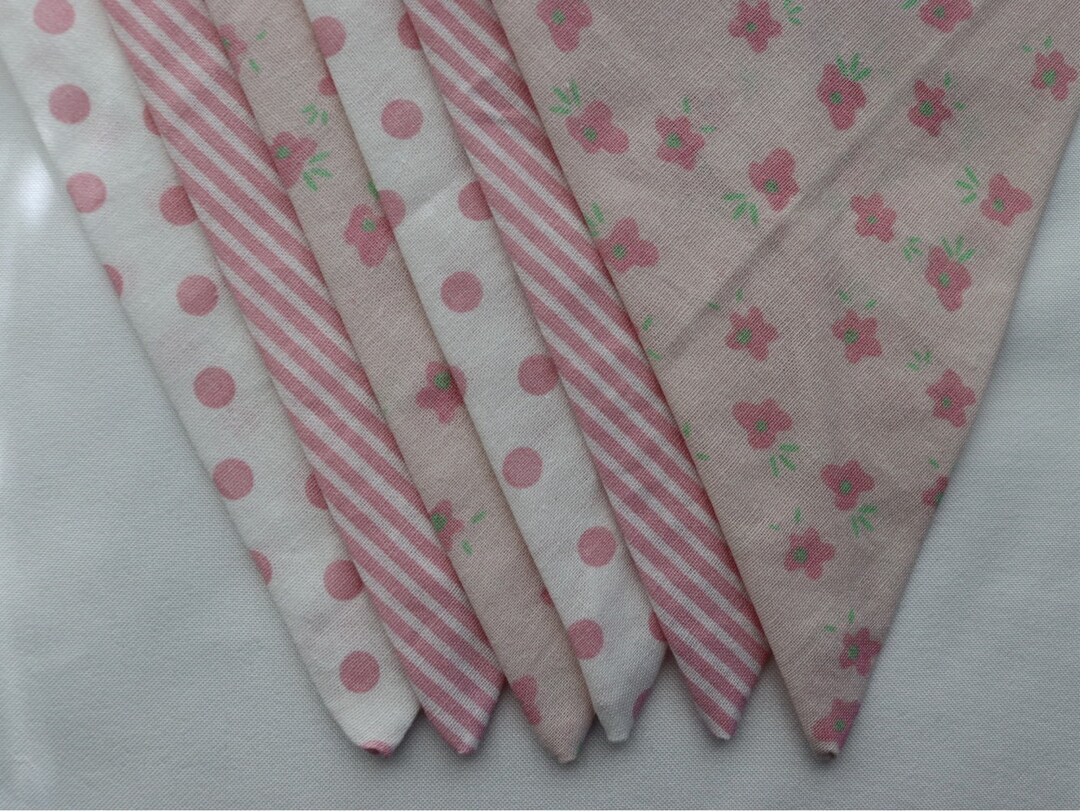Fabric Bunting Flags Pastel Pink Floral Stripes And Spots Etsy