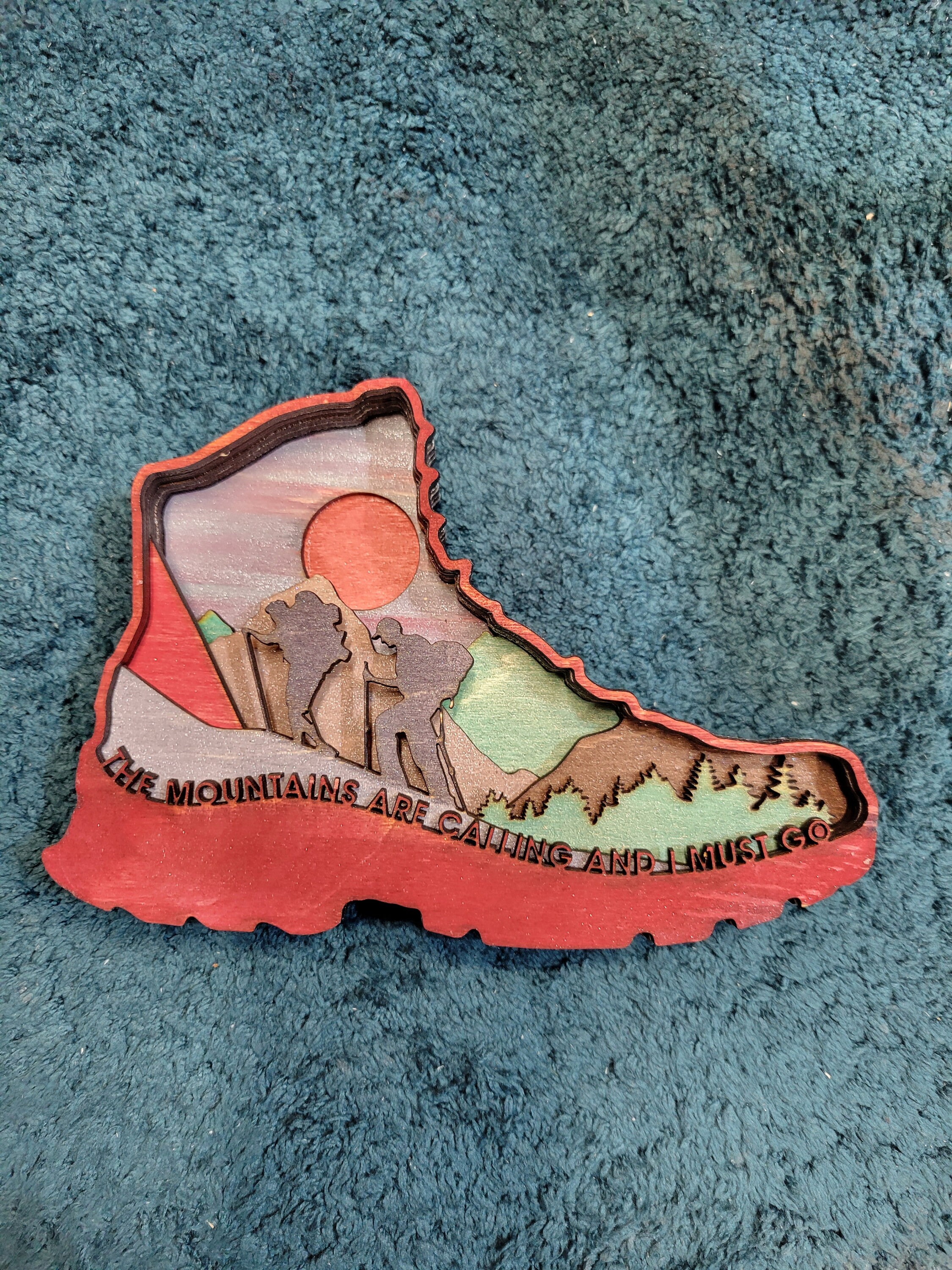 Hiking Boot Layered Creation With Hiking Scene - Etsy